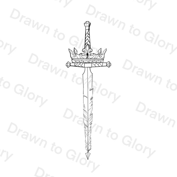 King David - Crown with Sword and Quill- Bible Inspired - Tattoo Trans ...