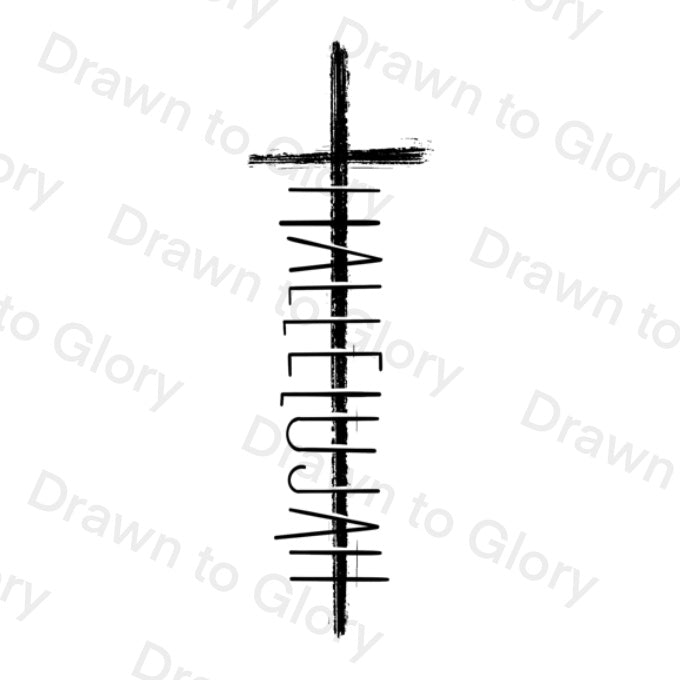 Hallelujah in a Cross- Bible Tattoo Transparent PNG- instant download ...