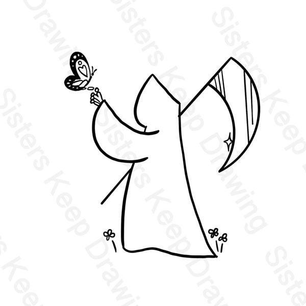 Grim Reaper with a Butterfly - Tattoo Transparent PNG – Drawn to Glory