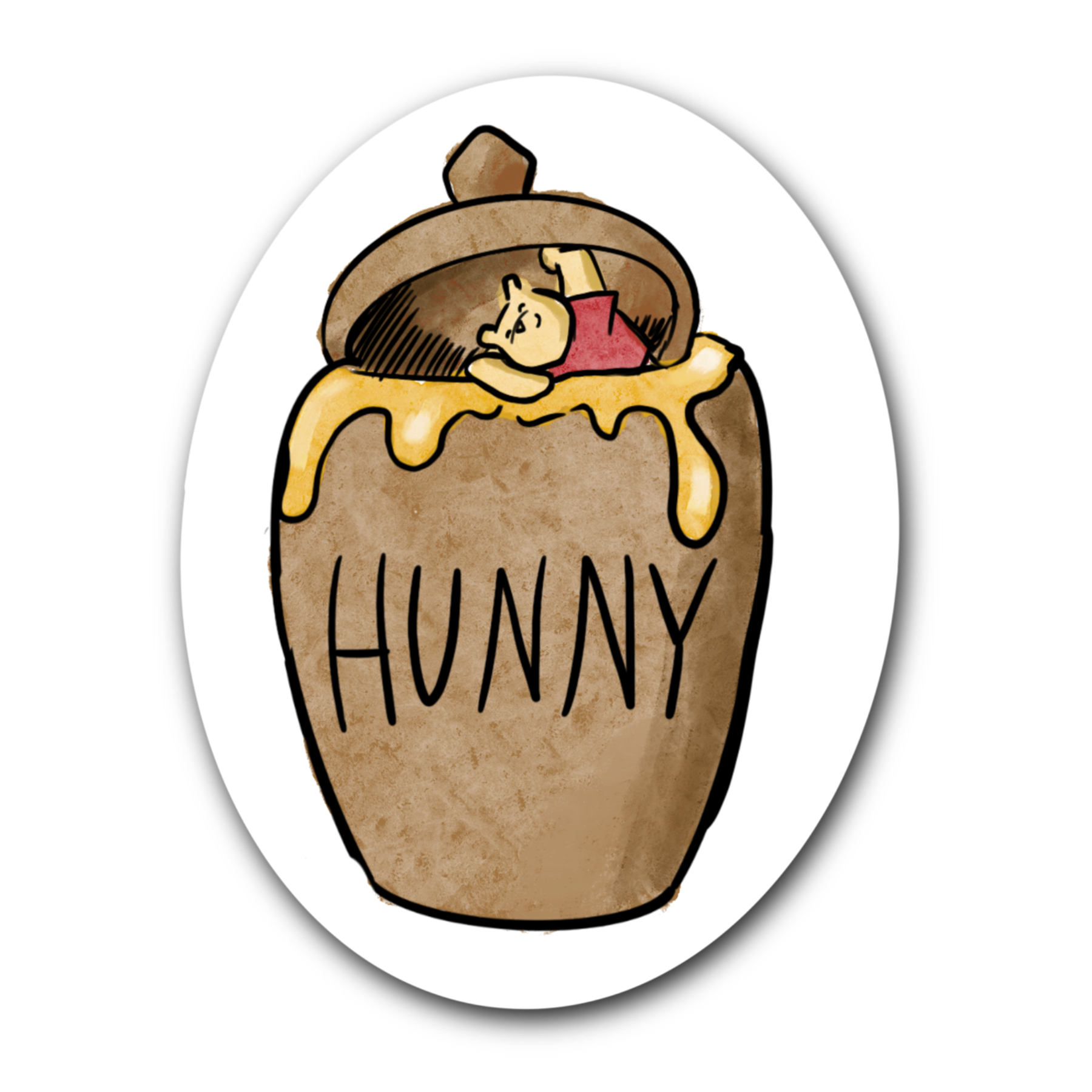 Pooh in a Giant Honey Pot - Pooh Bubble free sticker – Sisters Keep Drawing
