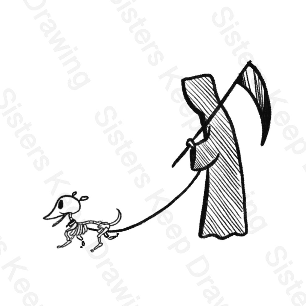 Grim Reaper Walking His Dog- Tattoo Transparent PNG – Drawn to Glory